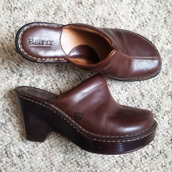 Born | Shoes | Born Handcrafted Chocolate Brown Leather Slip On Clogs ...